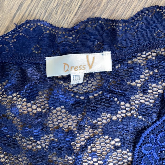 MoDa New York | Dresses | Stretchy Beautiful Dress Navy Blue Lace Body ...